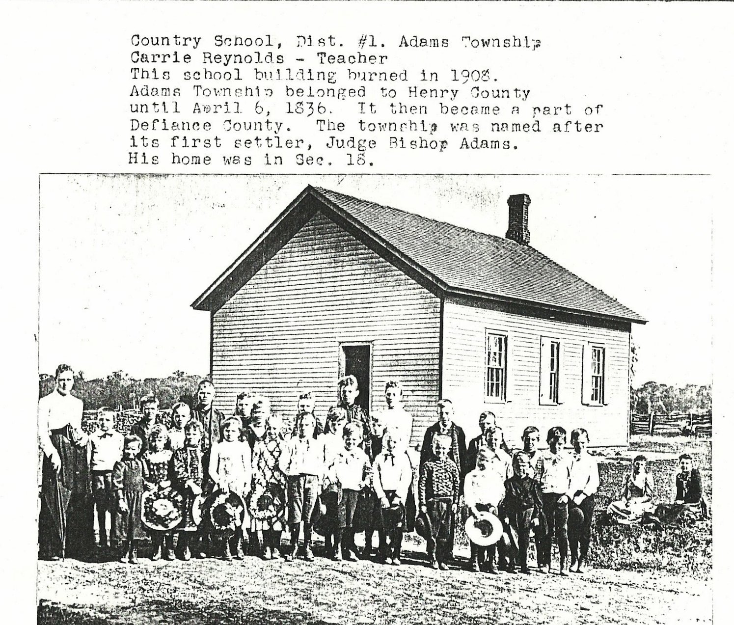 Defiance County, Ohio Genealogy: Adams Township - District #1 School Defiance County, Ohio Genealogy: Adams Township - District #1 School