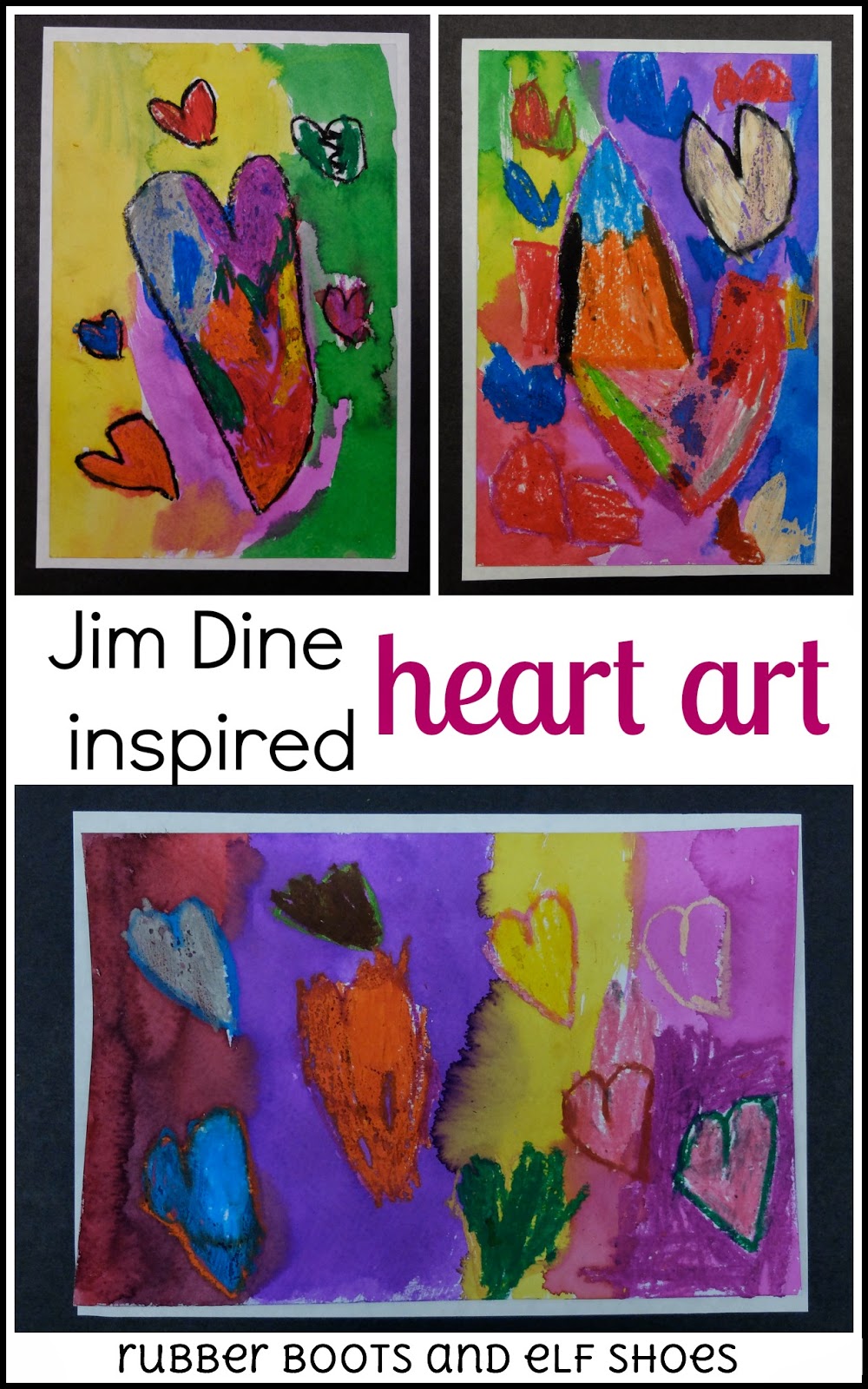 heart art - inspired by Jim Dine - rubber boots and elf shoes