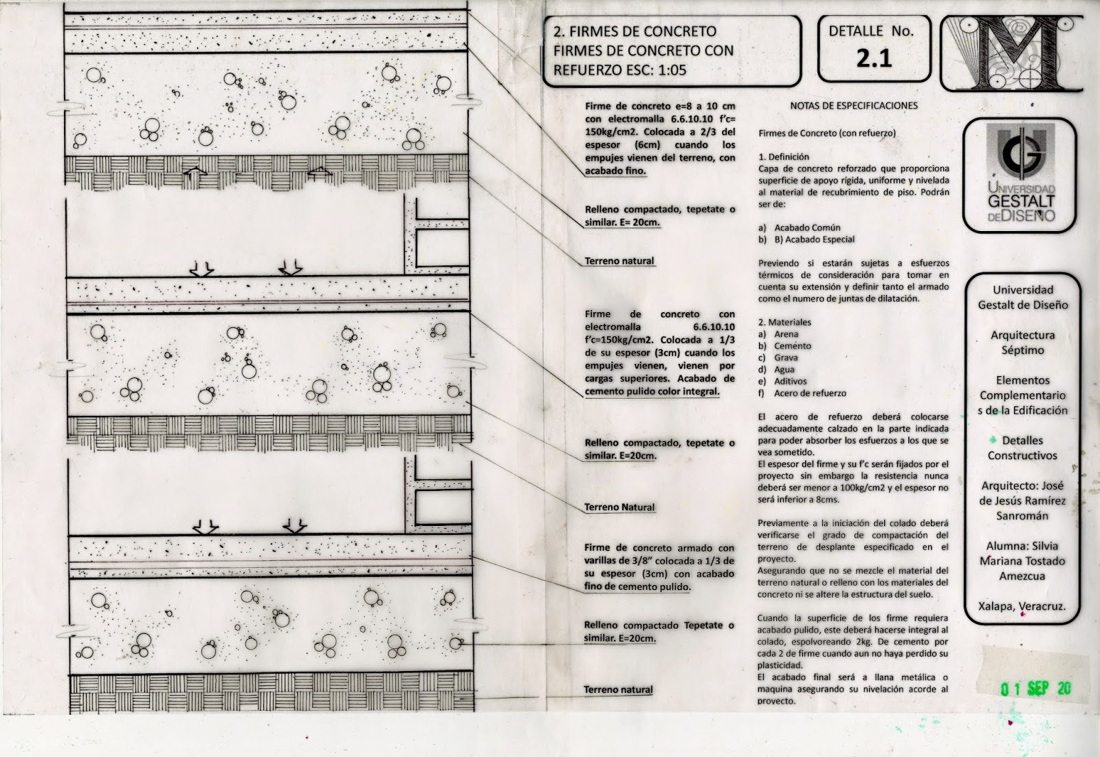 Elementos Complementarios de la Edificación : #10 Plano de detalle constructivo 2.1 "Firmes de ...