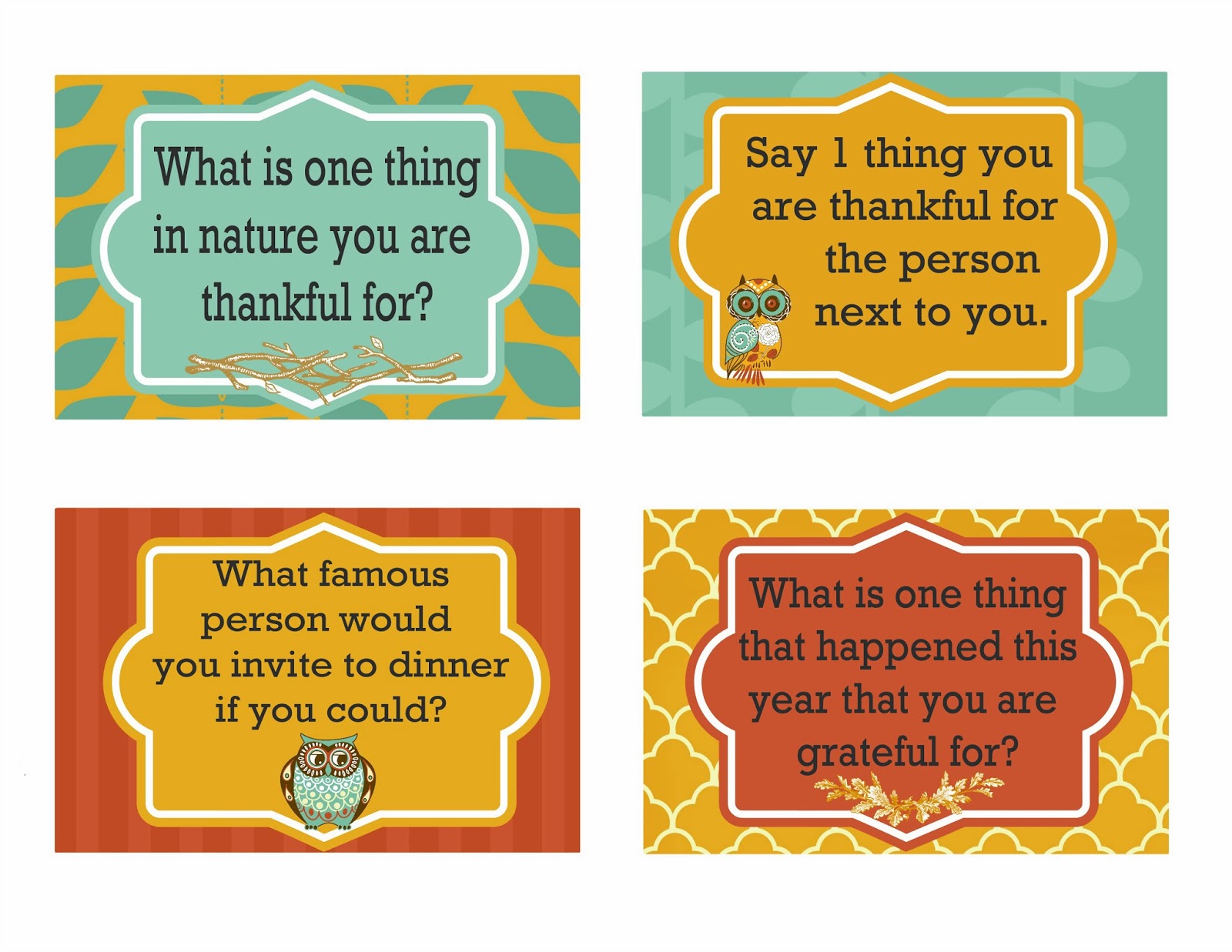 Barb Camp - Thanksgiving Dinner Conversation Cards