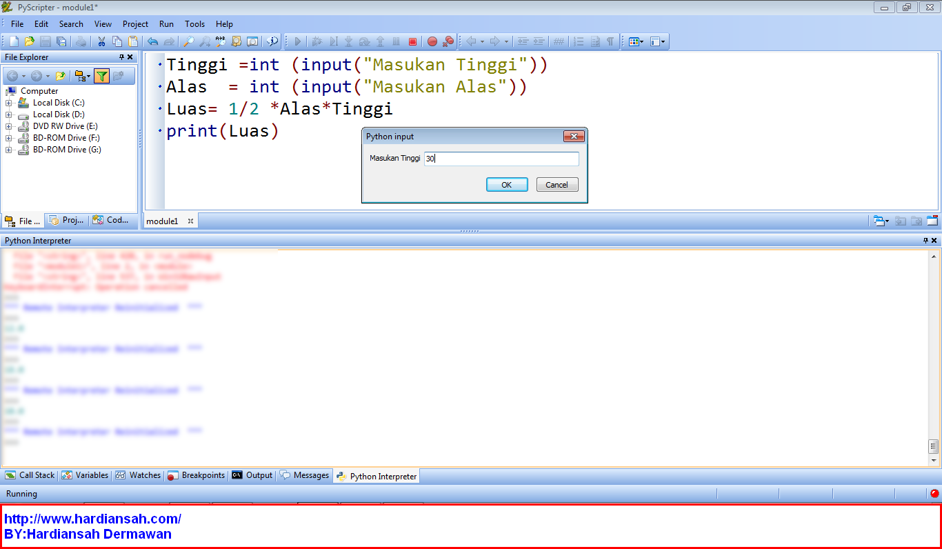 Code Program Untuk Mencari Luas Segitiga dengan Python | Hardiansah Dermawan