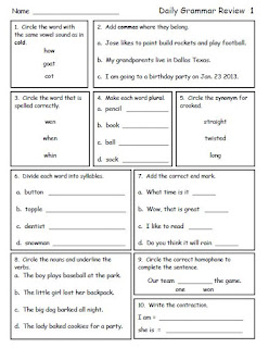 Daily Grammar Review for Second Grade - Second Grade Teaching Blog