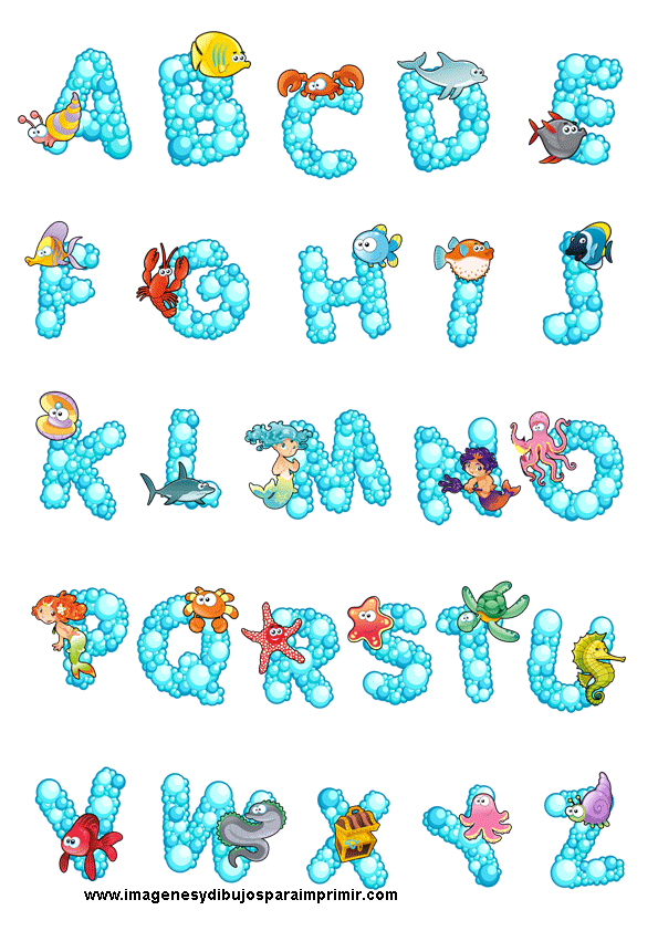 Abecedario con animales del mar | Imagenes y dibujos para imprimir