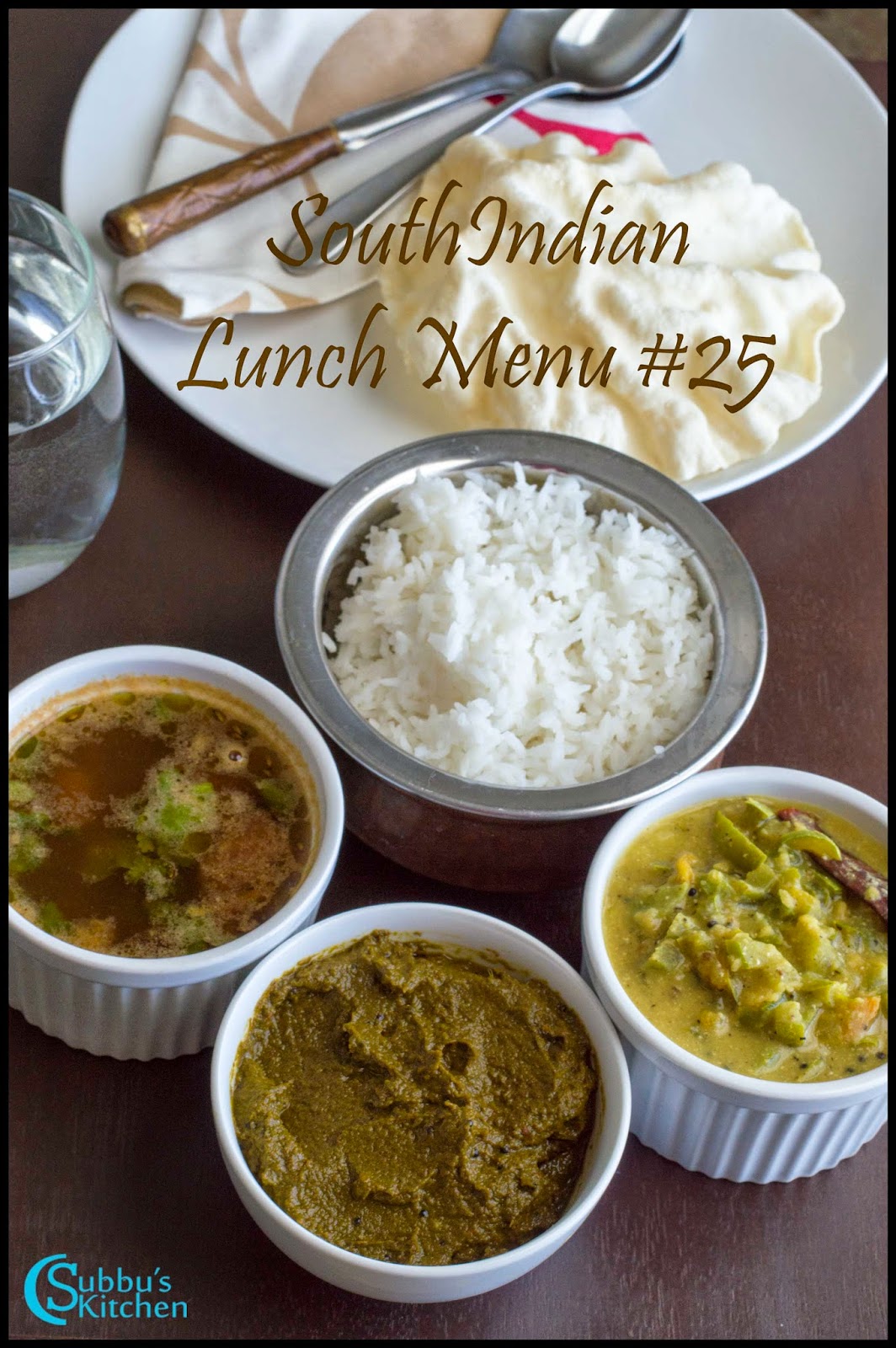 South Indian Lunch Menu 25 Coriander Leaves Thokku Capsicum Kootu Mysore Rasam Curd Papad south-indian-lunch-menu-25-coriander-leaves-thokku-capsicum-kootu-mysore-rasam-curd-papad