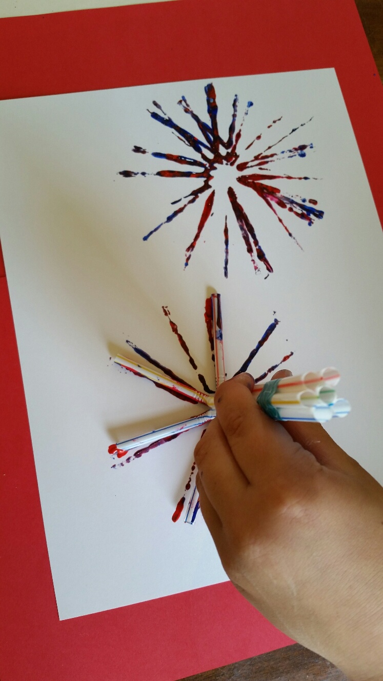 The Backroad Life Kids Craft Straw Fireworks Painting the-backroad-life-kids-craft-straw-fireworks-painting