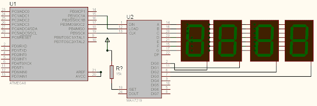 MAX7219 7 Seg LED interfacing with AVR ATMEGA 8/16/32/328 ~ ElecDude