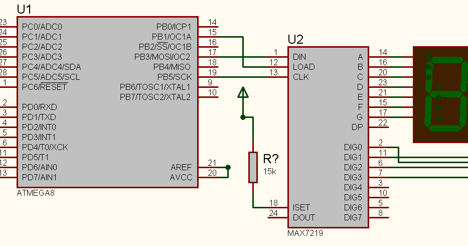 MAX7219 7 Seg LED interfacing with AVR ATMEGA 8/16/32/328 ~ ElecDude