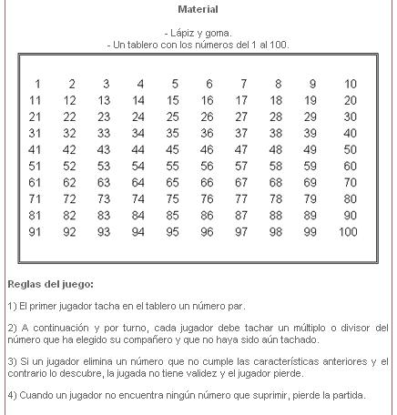 Séptimo Grado: Juego con múltiplos y divisores
