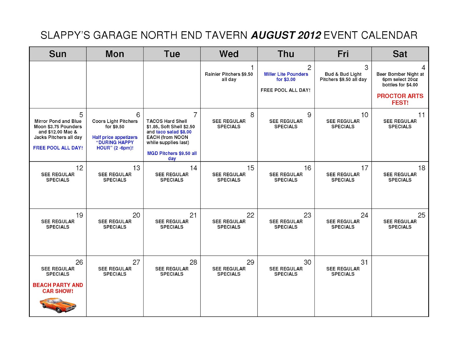 Slappy s Garage North End Tavern August Events slappy-s-garage-north-end-tavern-august-events