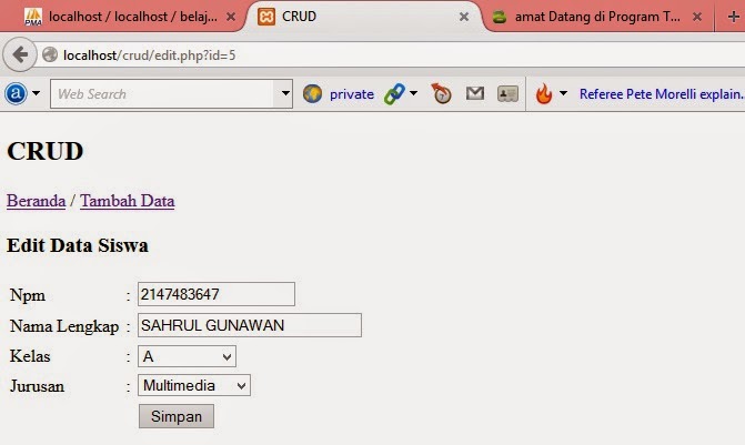 Aplikasi CRUD Data Siswa dalam PHP ~ PROGRAM TUTORIAL Aplikasi CRUD Data Siswa dalam PHP ~ PROGRAM TUTORIAL
