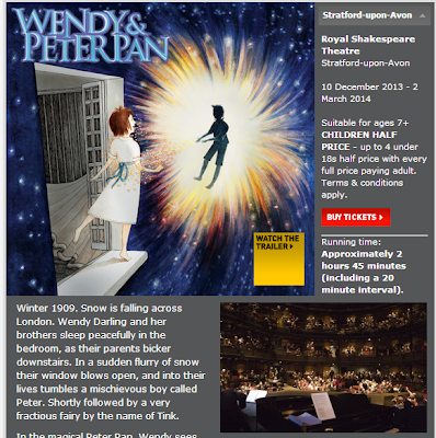 Wendy and Peter Pan at the RSC Stratford upon Avon