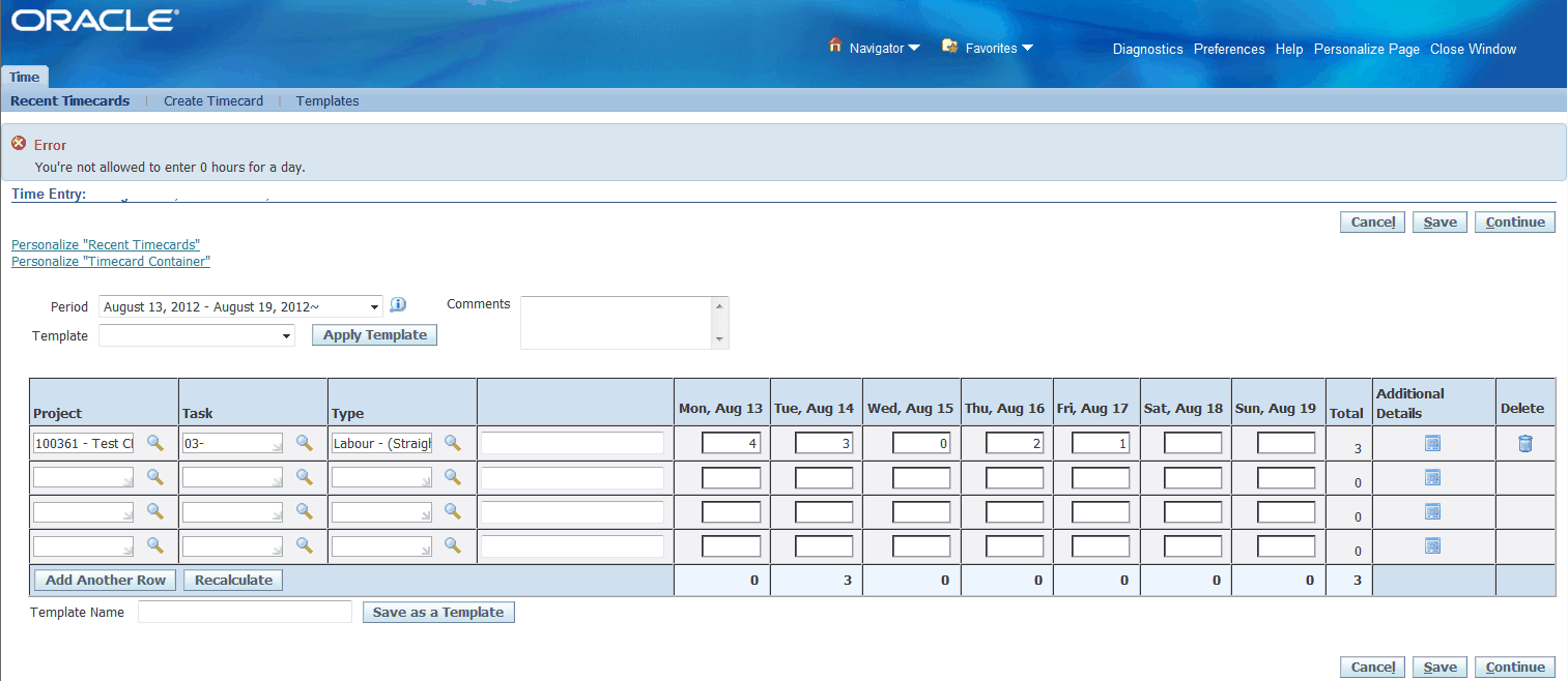 Custom Time Entry Rules in Time and Labour (OTL) - Prevent 0 hours time entry - Oracle EBS and ...
