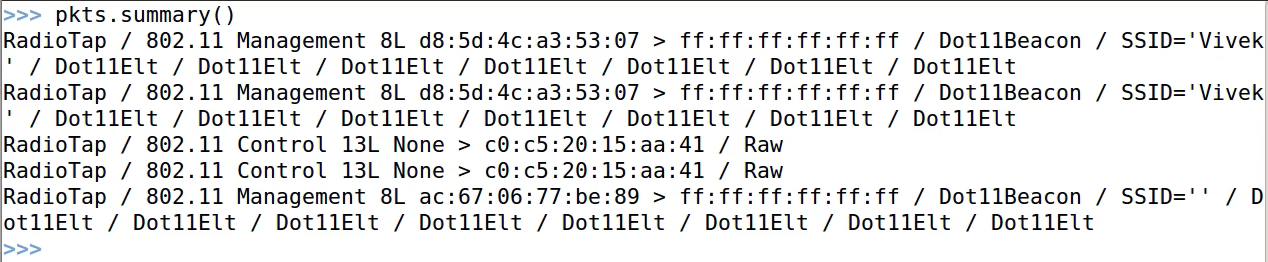 SecurityTube.net Hack of the Day: Wi-Fi SSID Sniffer in 10 Lines of Python