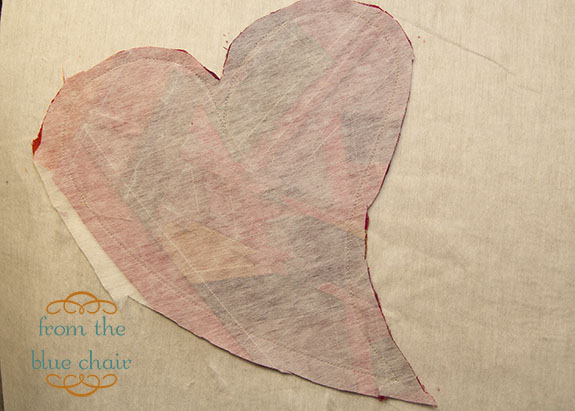 from the blue chair: Reverse Applique Heart Pillow
