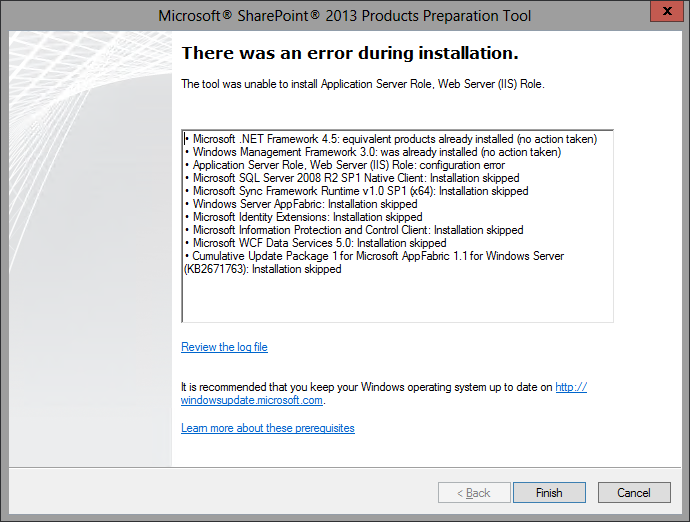 Al's Tech Tips: SharePoint 2013: there was an error during installation