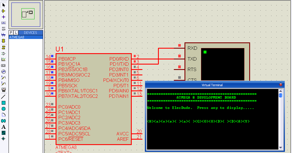 AVR SERIAL COMMUNICATION - EXAMPLE ATMEGA 8 TUTORIAL - USART HEADER FILE ~ ElecDude