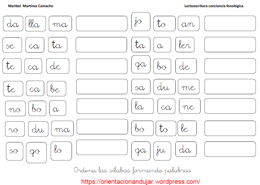 UNE LAS SÍLABAS Y FORMA PALABRAS