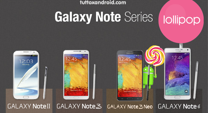 Android Lollipop aggiornamento sui Galaxy Note 2, Note 3, Note 3 Neo, Note 4 - Tuttoxandroid