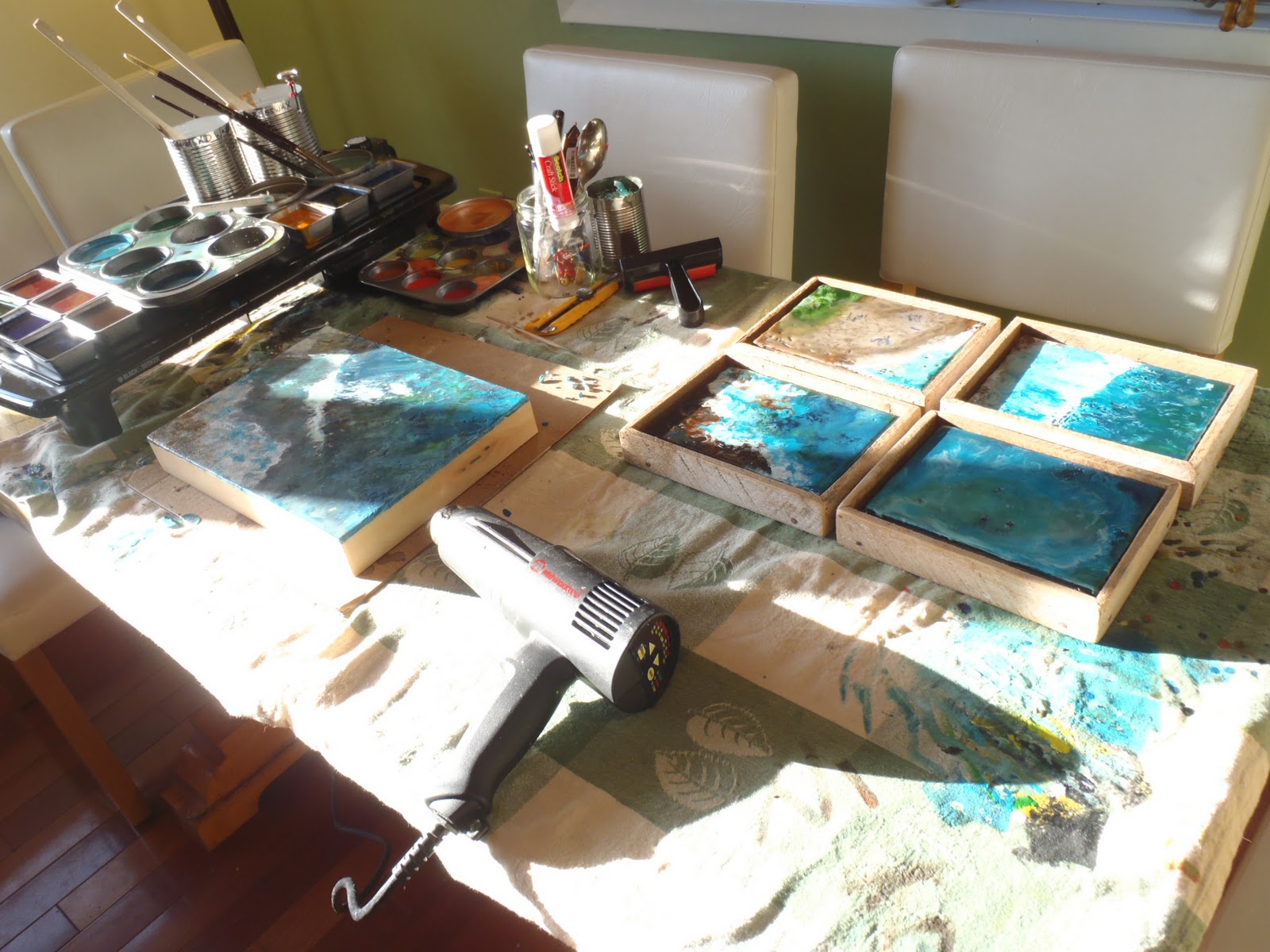 Daina Scarola, Ocean Art Studio: Over Makapu'u ~ encaustic mixed media series