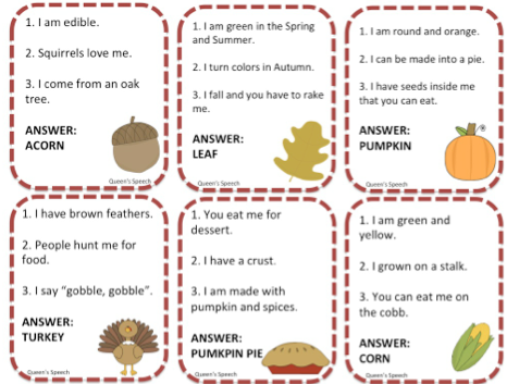 What am I? Thanksgiving Edition {A Describing Game} | The Queen's Speech
