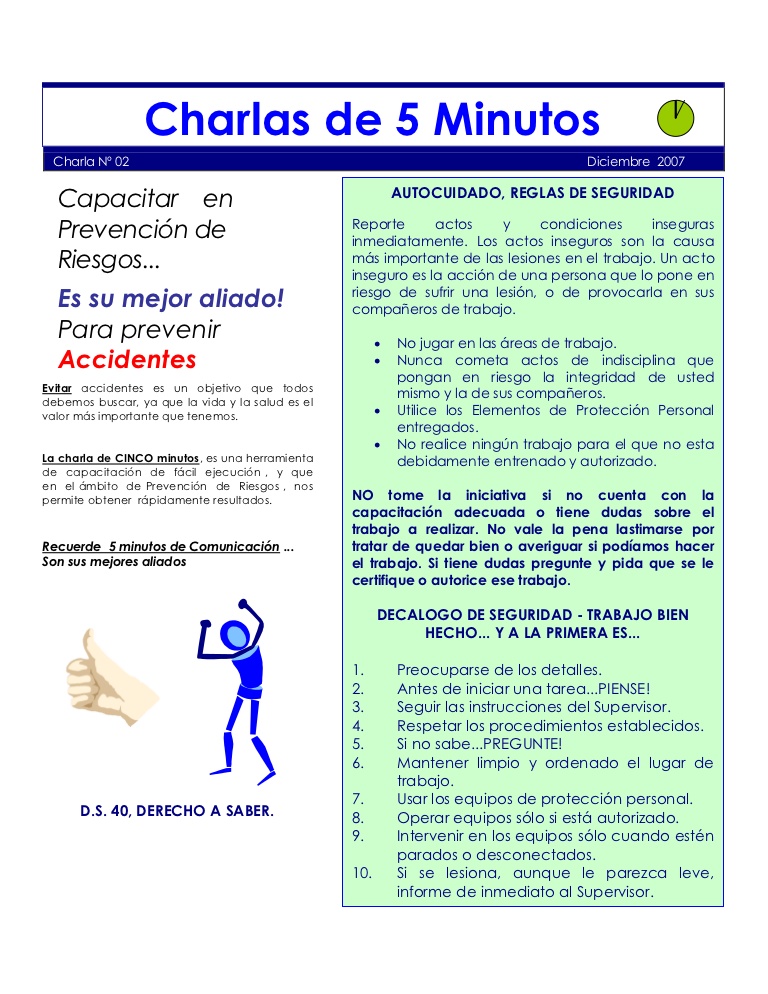 PREVENCIÓN DE RIESGOS EN LA CONSTRUCCIÓN.: CHARLAS DE 5 MINUTOS.