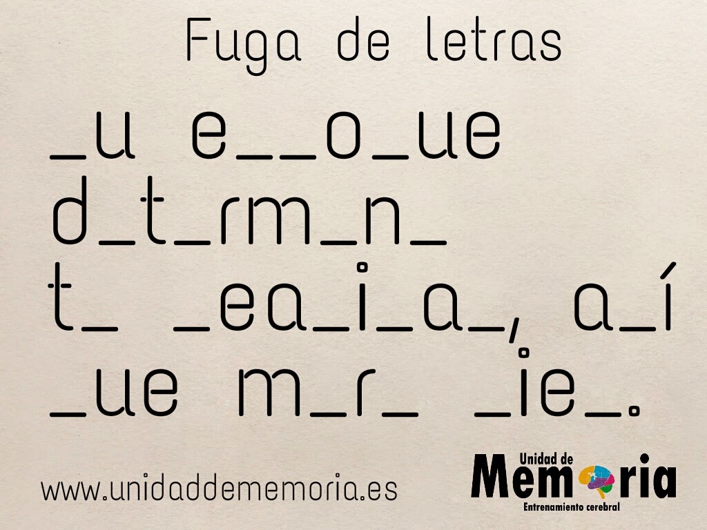 Unidad de Memoria Entrenamiento Cerebral: Fuga de letras 16-3-2015