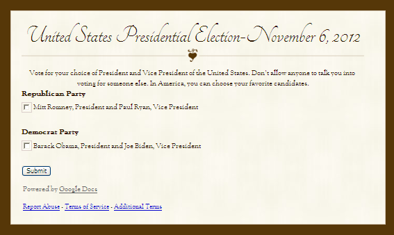 Teacher Playground: Creating a Mock Election using Google Forms