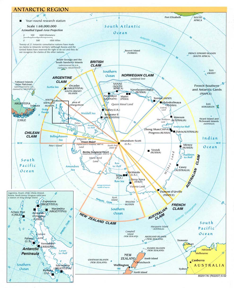 ANTARCTICA - GEOGRAPHICAL MAPS OF ANTARCTICA