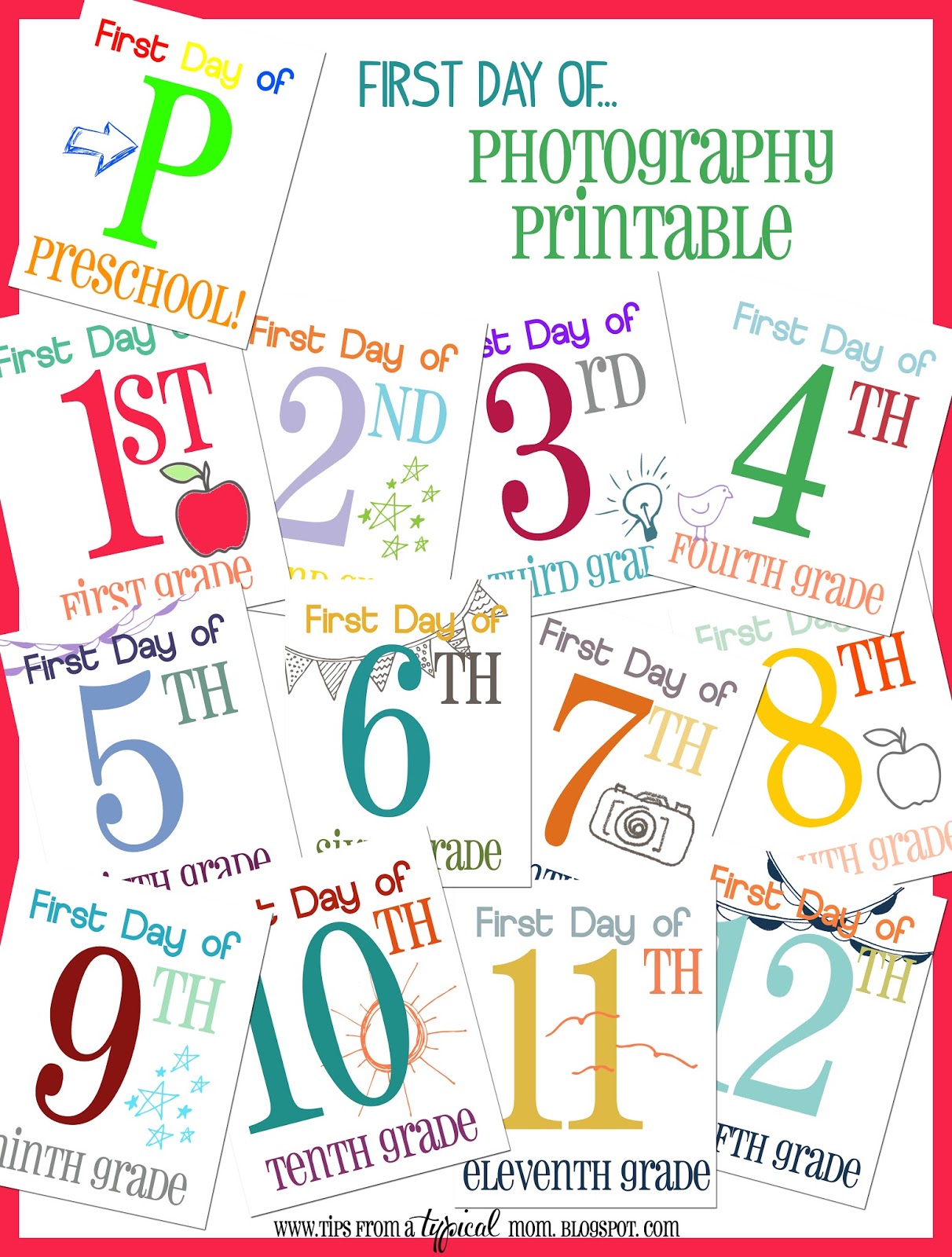 13 FREE Printables for Back to School Photographs - Tips from a Typical Mom