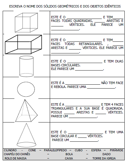 "EDUCAR PARA A VIDA": Atividade de Matemática: ARESTA, VÉRTICE E FACE.