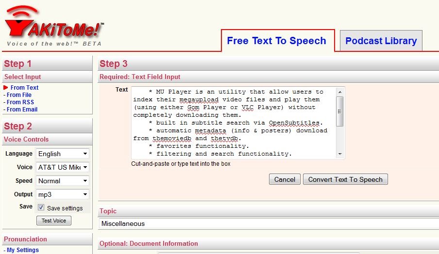 Living Online: Yakitome, Convert Text To Audio File Living Online: Yakitome, Convert Text To Audio File
