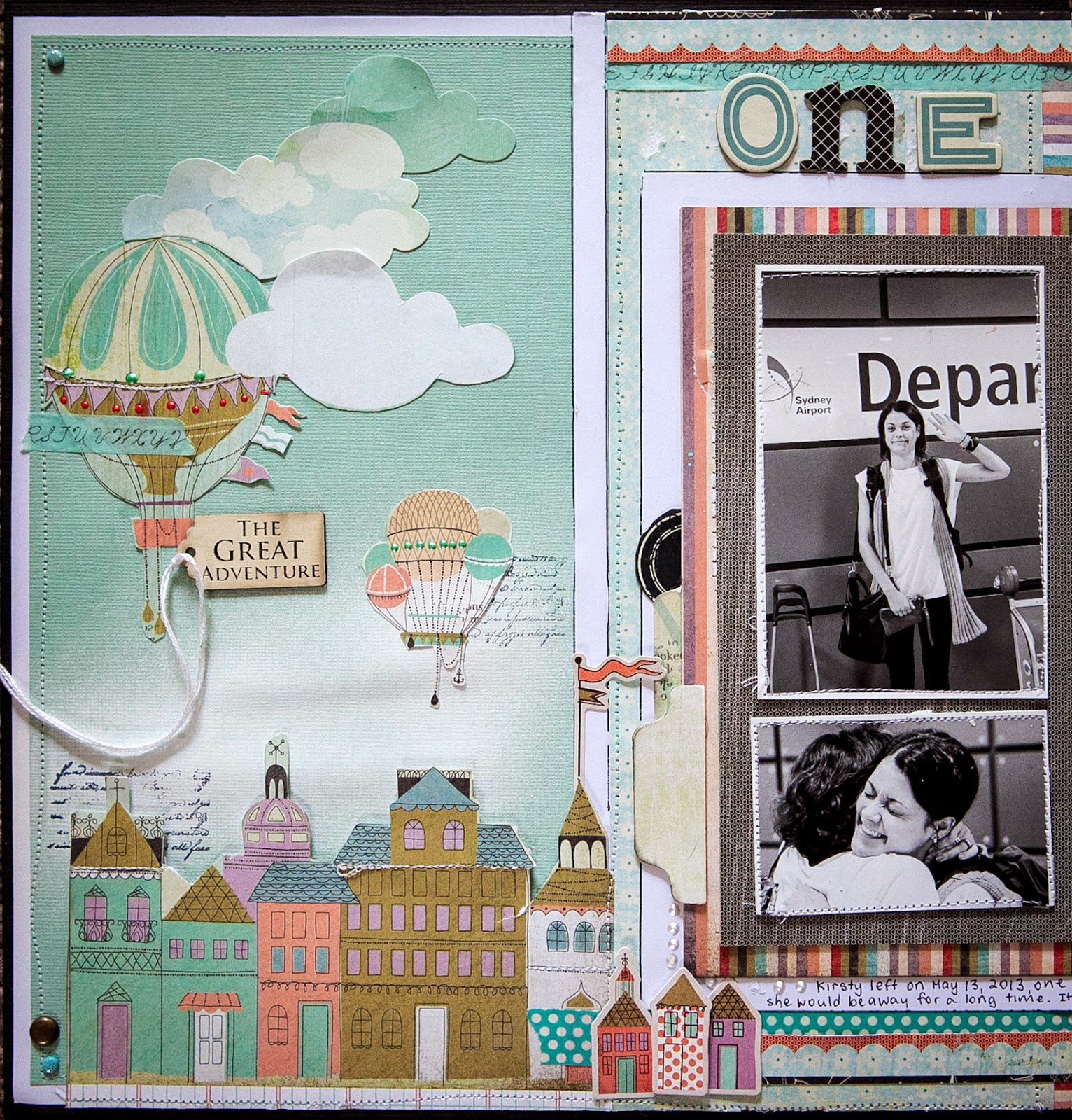 Creative Mayhem: Double Page Travel Layout using Basic Grey 'What's Up Collection'.