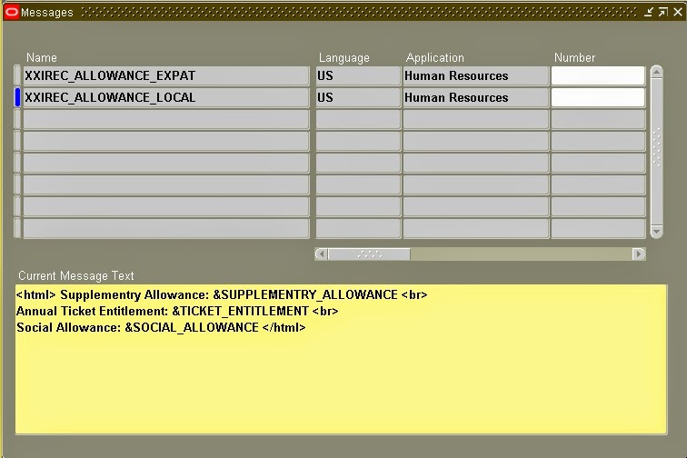 Oracle Applications Knowledge Repository: New Line in Message
