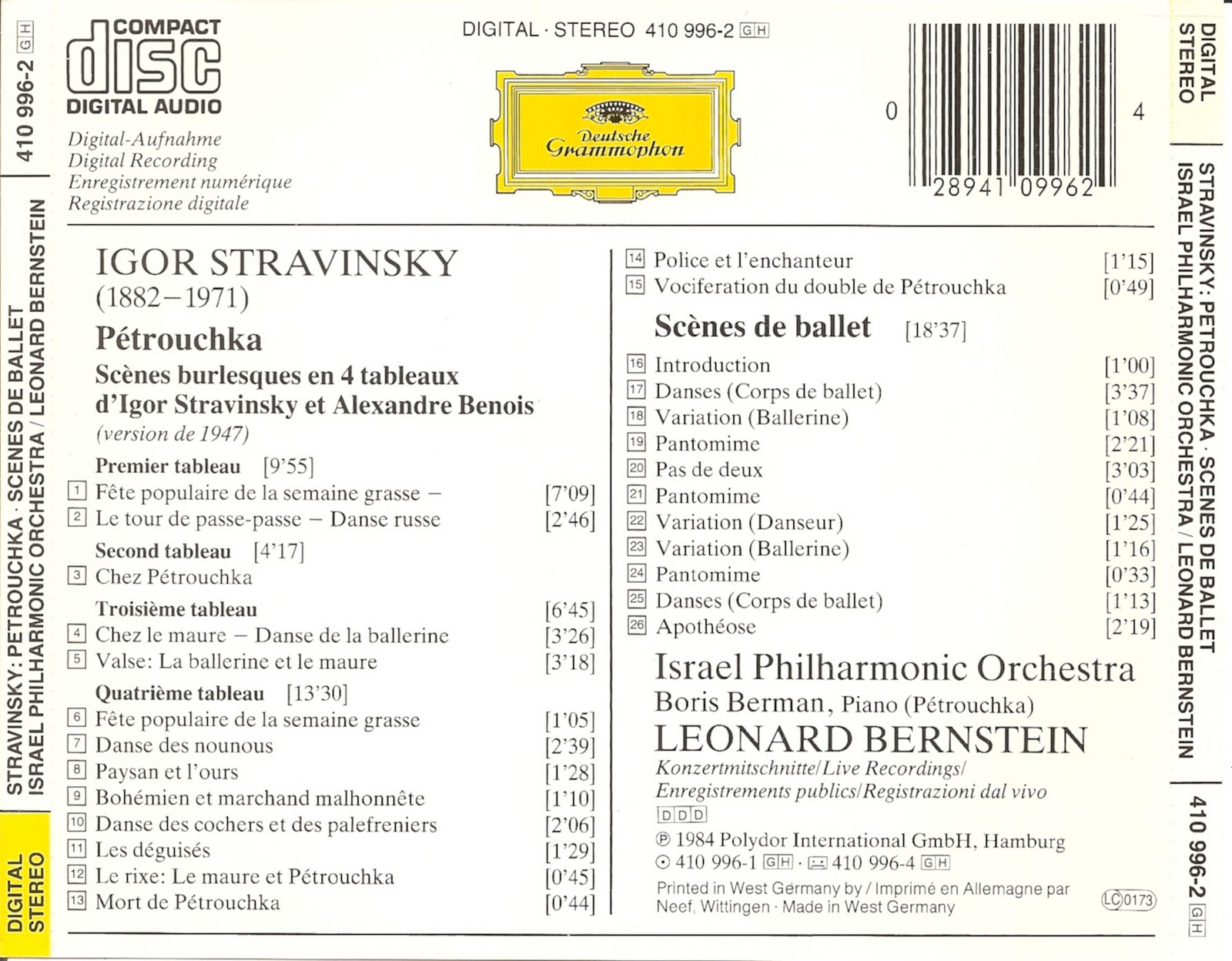 The First Pressing CD Collection: Igor Stravinsky - Pétrouchka / Scènes ...