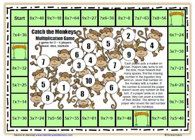 Homeschool Parent: Catch The Monkeys Multiplication Game