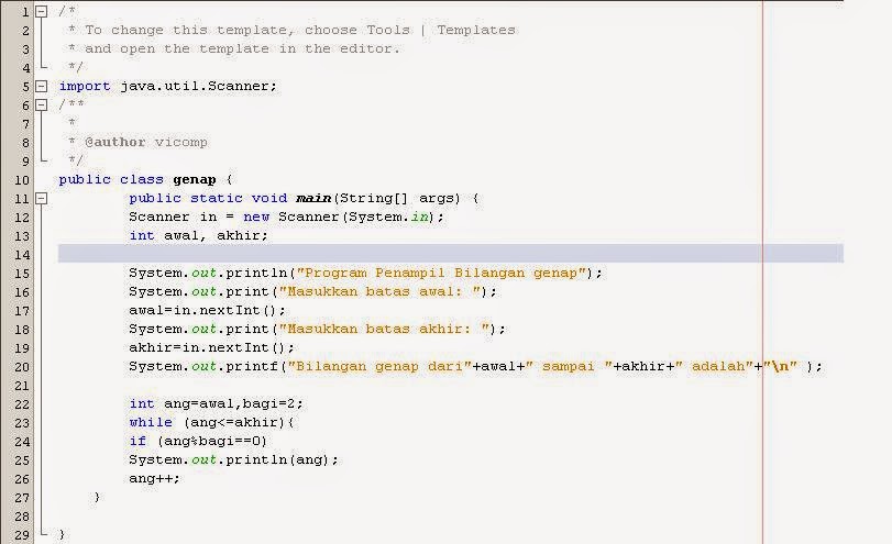catur lagi belajar java: 1. Menampilkan bilangan genap dengan menginputkan nilainya