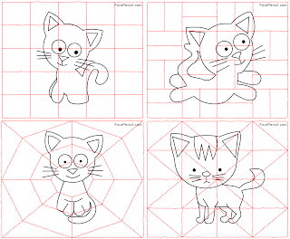 Four grid: Free printable Kitten grid line drawing worksheet/activity ...