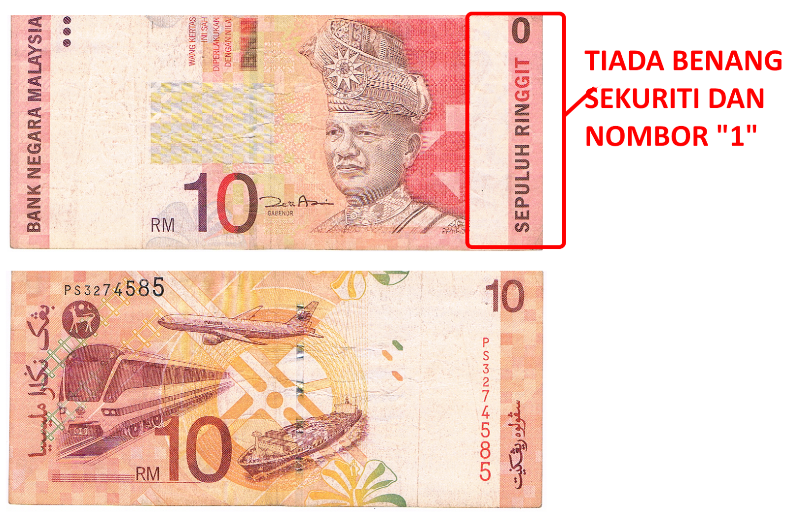 Lelong duit lama: WANG KERTAS RM10 YANG RARE