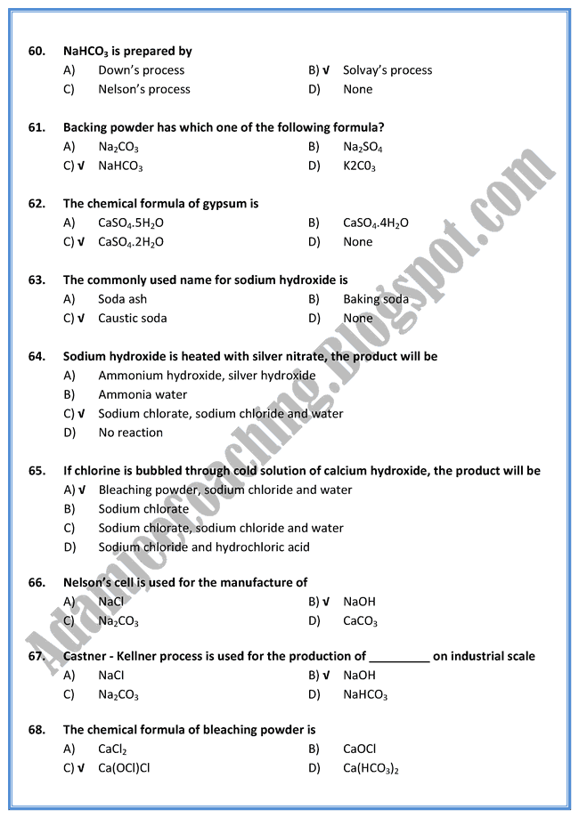 Adamjee Coaching: Chemistry Mcqs XII - All Chapters - 51 to 100 Adamjee Coaching: Chemistry Mcqs XII - All Chapters - 51 to 100