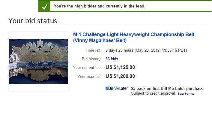It's MMAzing: Vinny Magalhaes put his M-1 belt on eBay...and we're the ... It's MMAzing: Vinny Magalhaes put his M-1 belt on eBay...and we're the ...