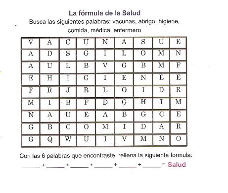 SOPA DE LETRAS DE LA salud - Imagui