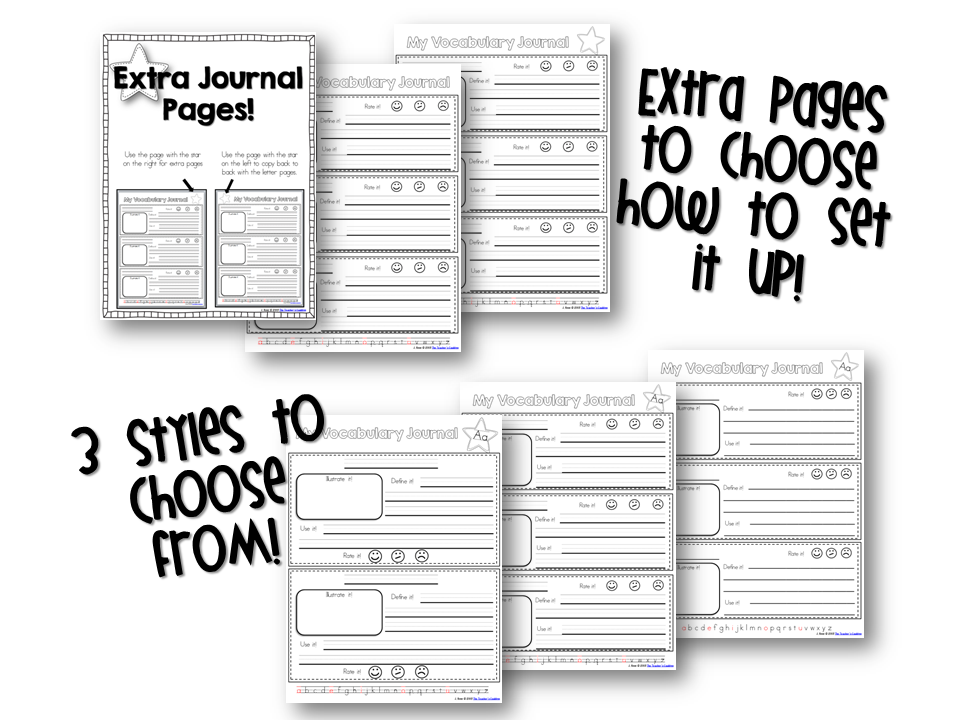 Alphabet and Vocabulary Journals - Teacher by the Beach