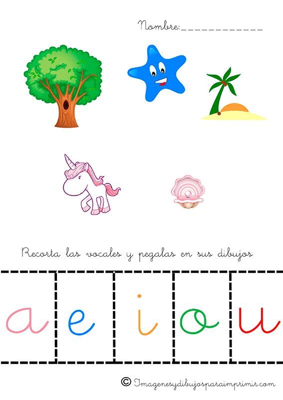 Aprender las vocales para niños | Imagenes y dibujos para imprimir