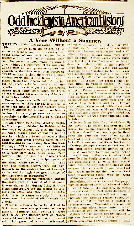 Researching Relatives: 1816: A Year Without a Summer