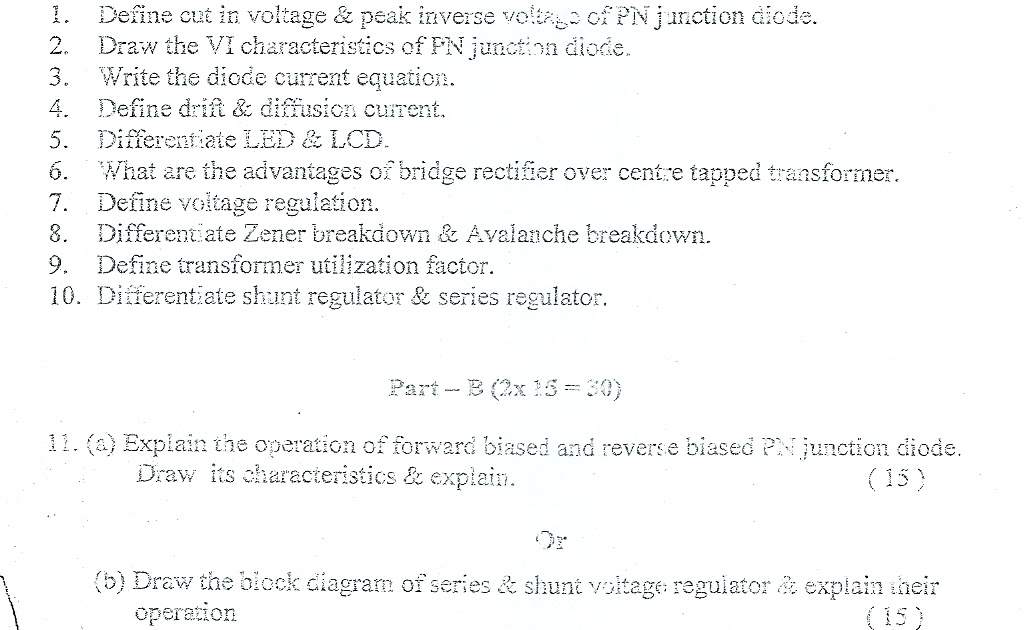 Electron Device and Circuits - Unit 1 Question Paper ~ Vidyarthiplus (V+) Blog - A Blog for Students