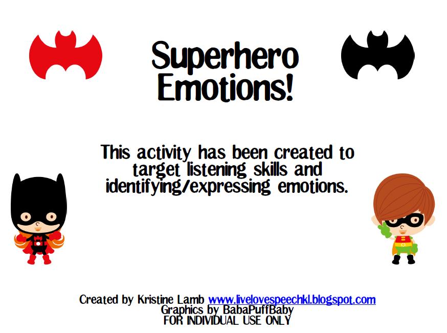Live Love Speech: Superhero Emotions Activity and a VDAY {FREEBIE}