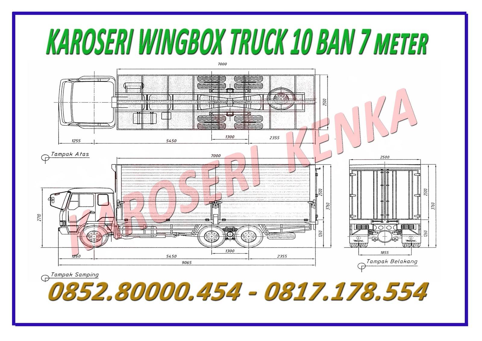 KAROSERI WINGBOX dan DIMENSI UKURAN >> KAROSERI KENKA