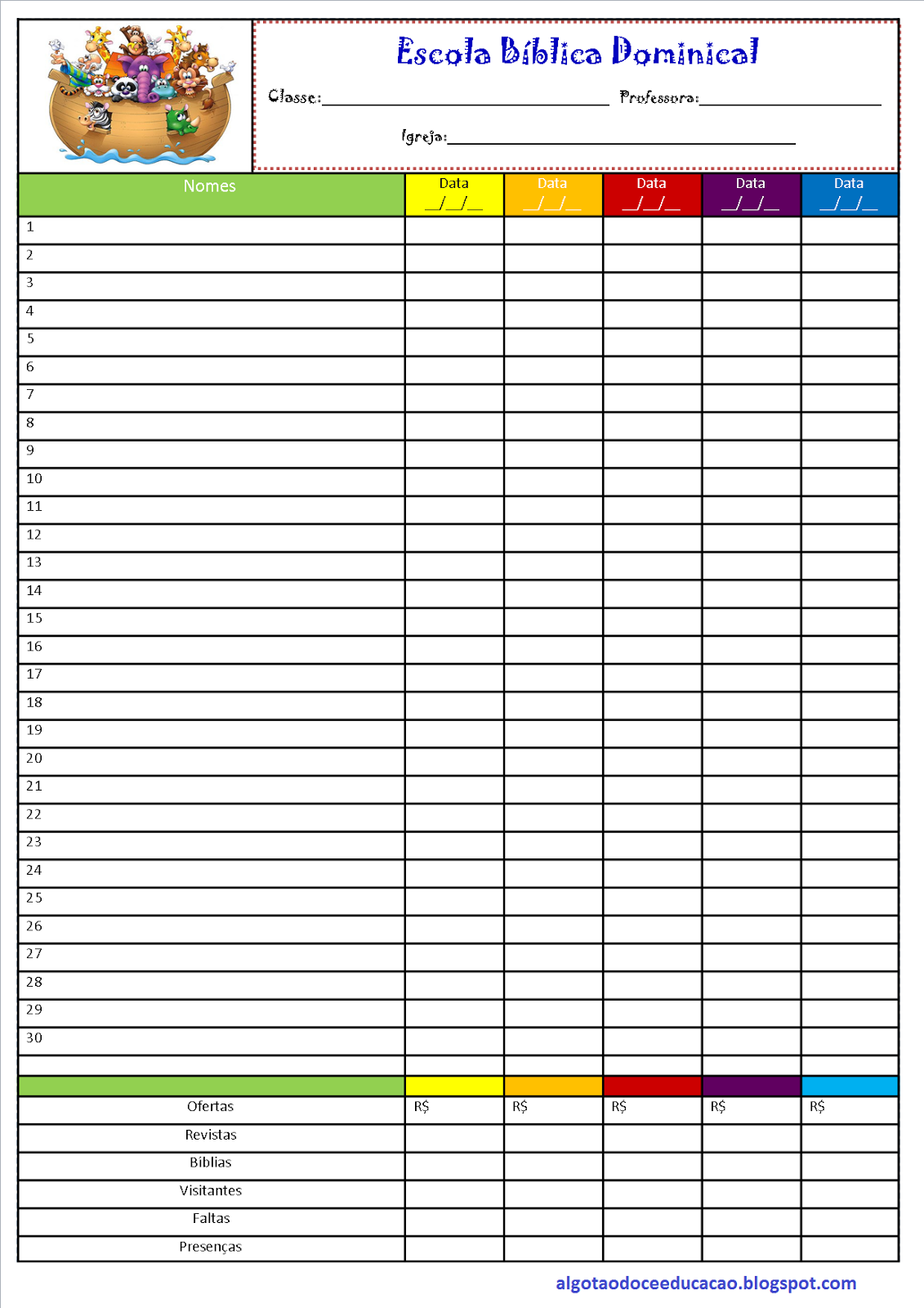 Caderno De Chamada Ebd Para Imprimir - RETOEDU