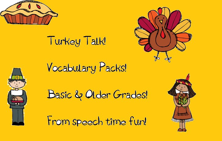 Turkey Talk! Vocabulary Packs for Younger and Older Elementary students ...