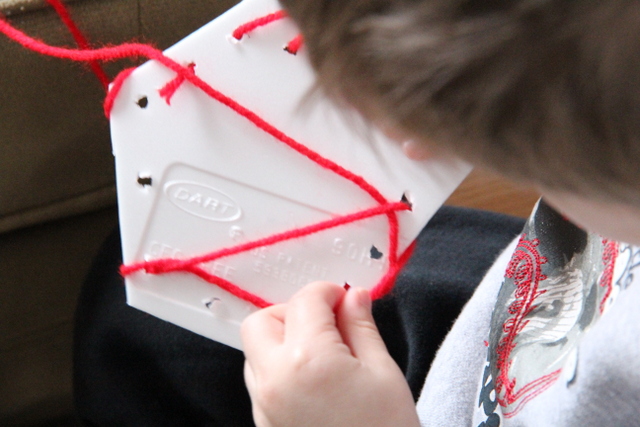 DIY Lacing Cards (from a carry out container!!) - The OT Toolbox